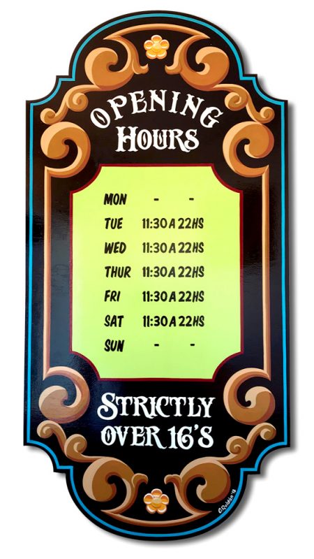 Rótulo Tradicional Con Horarios